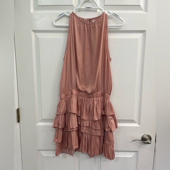 DO+BE | Dresses | Dobe Pink Peach Sleeveless High Neck Ruffled Layered ...